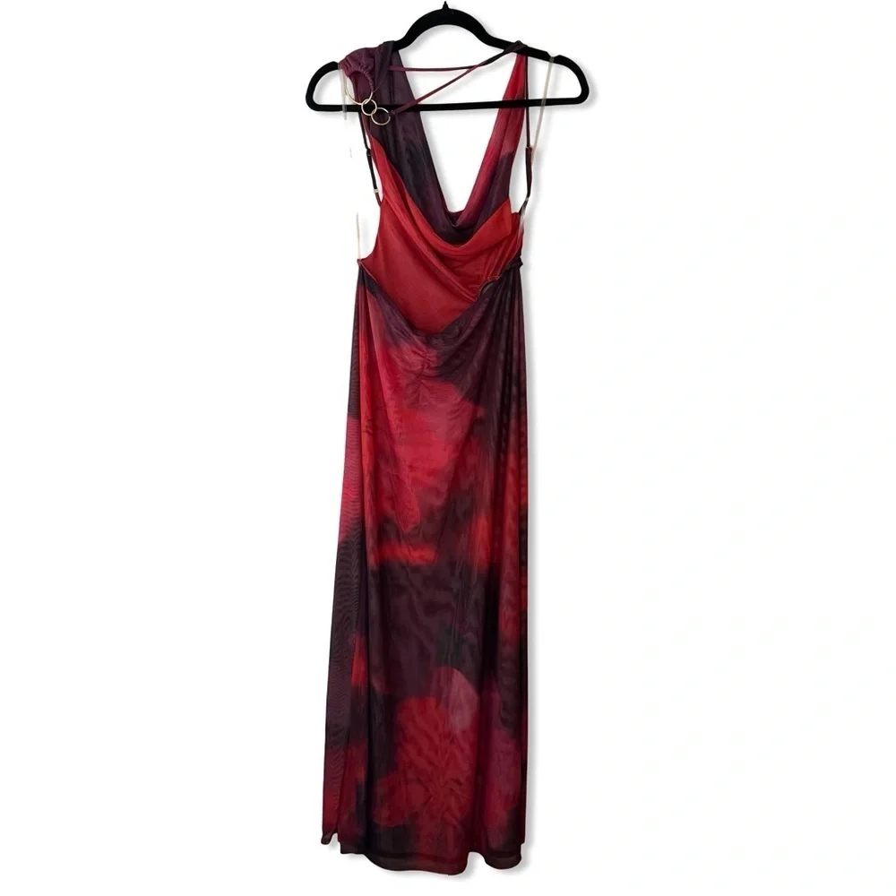 Jaded London | Dresses | Jaded London Vixen Red Maxi Dress Micro Mesh ...